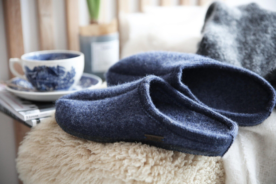 Ulle Original M's Wool Slippers Denim | Widforss