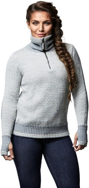 Kjøp Slogen Woman Zip Neck Grey Melange/Offwhite - www.widforss.no