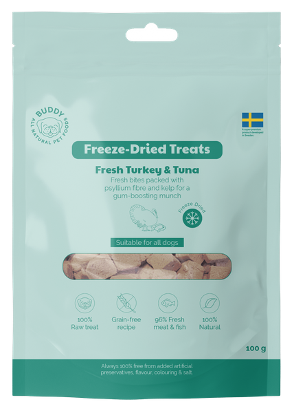 Buddy Freeze Dried Treat Raw Turkey & Tuna 100 g | Widforss