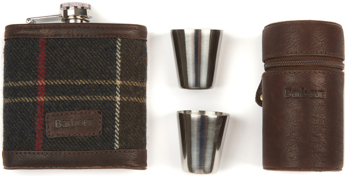 Barbour Hip Flask & Cups Gift Set Tartan | Widforss