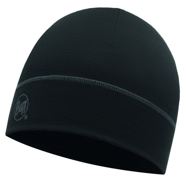 Buff Merino Wool 1 Layer Hat Solid Black | Widforss