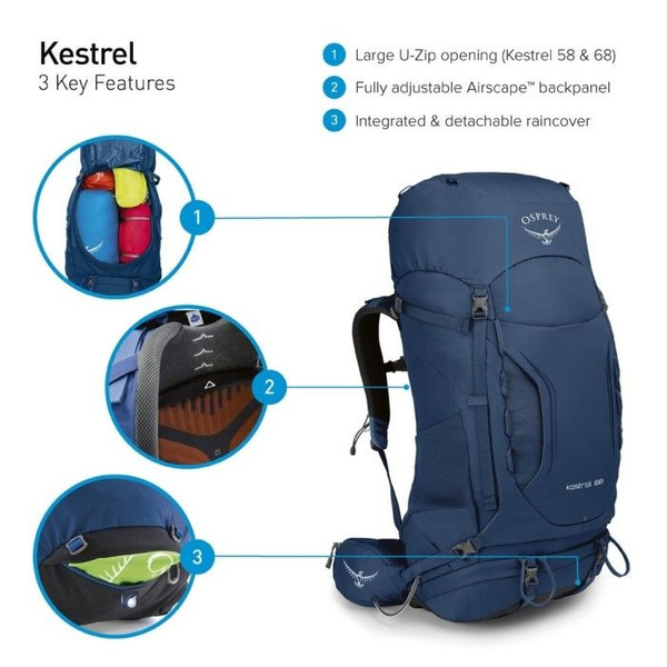 Osprey M's Kestrel 58L Black | Widforss