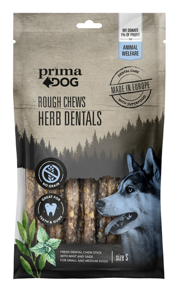PrimaDog Rough Chews Dental Mint/Sage 12 cm 100 g | Widforss