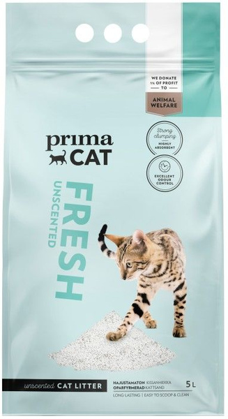 PrimaDog Prima Primacat Fresh Unscented Kattsand, Vit 5 L | Widforss