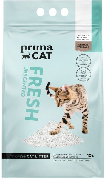 PrimaDog Prima Primacat Fresh Unscented Kattsand, Vit 10 L | Widforss