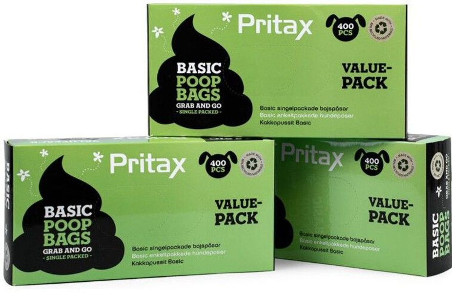 Pritax Poop Bags Value Pack Basic 400 pcs Black | Widforss