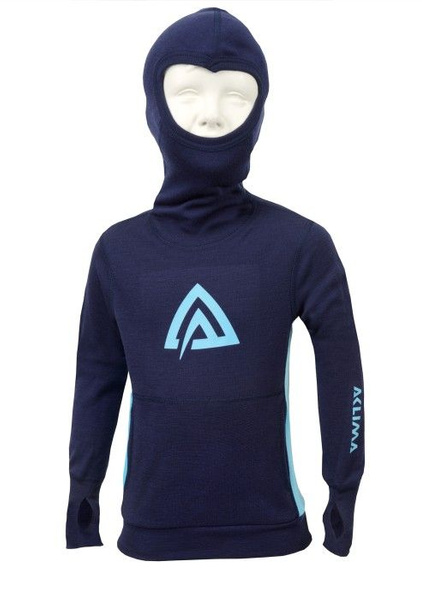 Aclima Aclima WarmWool Hood Sweater Children (2019) Peacoat/River Blue ...