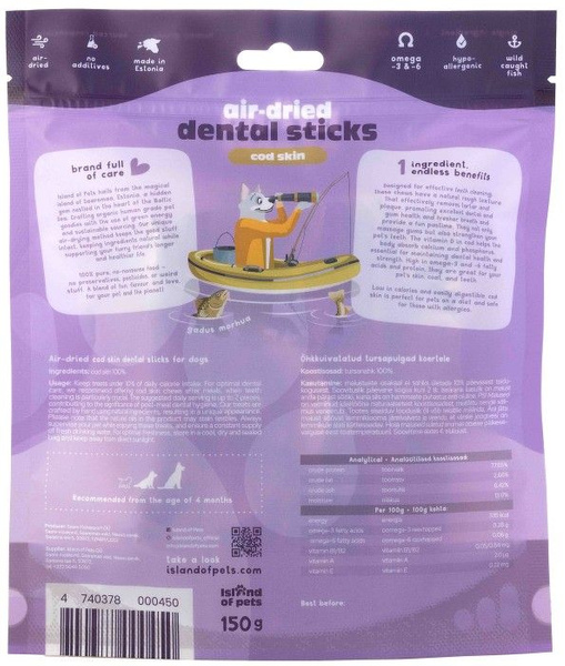 Osta Island of Pets Cod Skin Dental Sticks 150 g 0 - www.widforss.fi