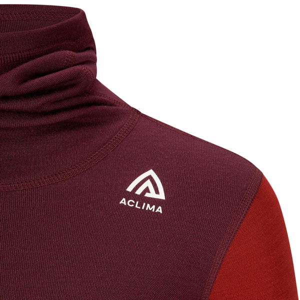 Aclima Warmwool Hoodsweater Kids Fig/Red Dahlia | Widforss